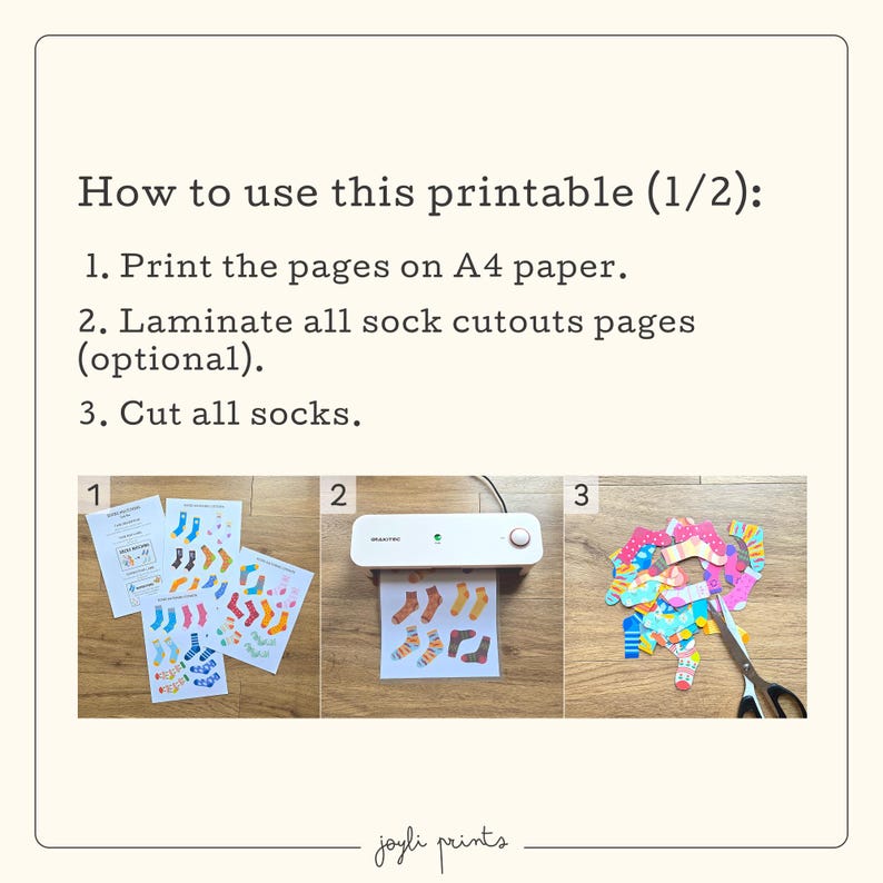 Printable Socks Pattern Matching Preschool Task Box, Toddler Fine Motor ...