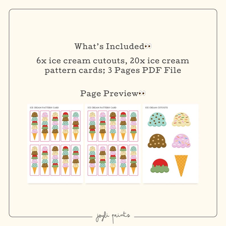 Kids Build an Ice Cream Pattern Matching Game, Sweet Dessert Preschool ...