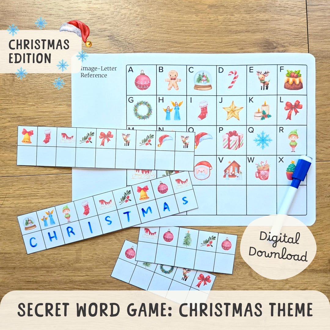 Christmas Secret Word Game: Kids Holiday Riddle, Cryptogram Puzzle ...
