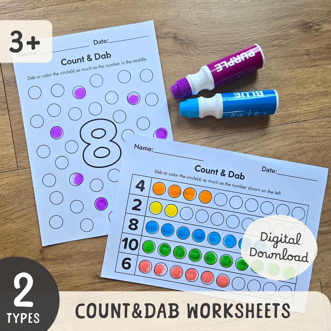 Number 1 to 20 Printable Dab It Worksheets, Kids Counting Dot Marker ...