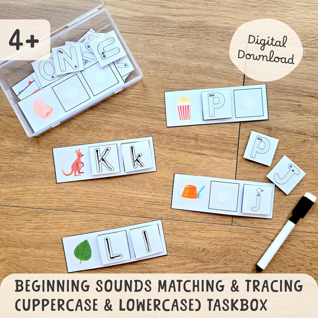 Kindergarten Phonics Task Box: Beginning Sounds Matching & Letter ...
