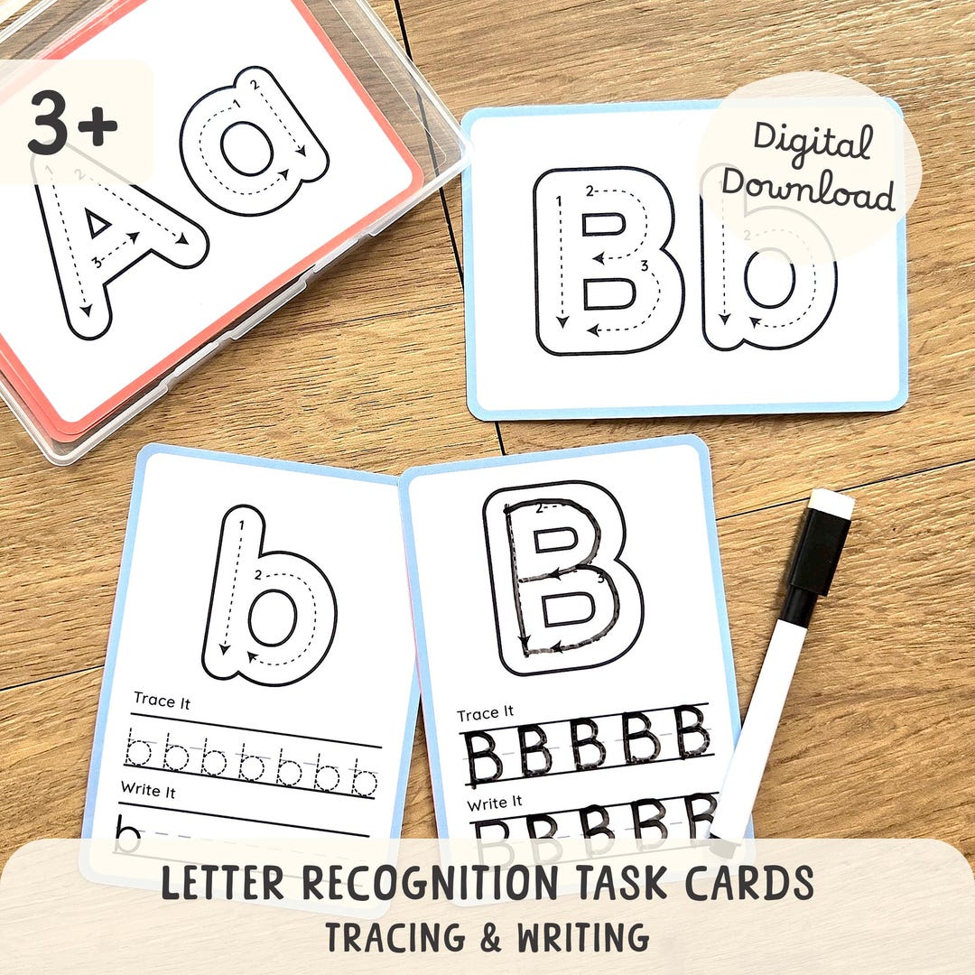 Printable Letter Recognition Task Cards (tracing and Writing ...