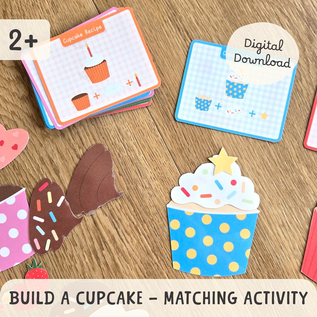Build a Cupcake Matching Games, Sweets Kids Preschool Printable ...