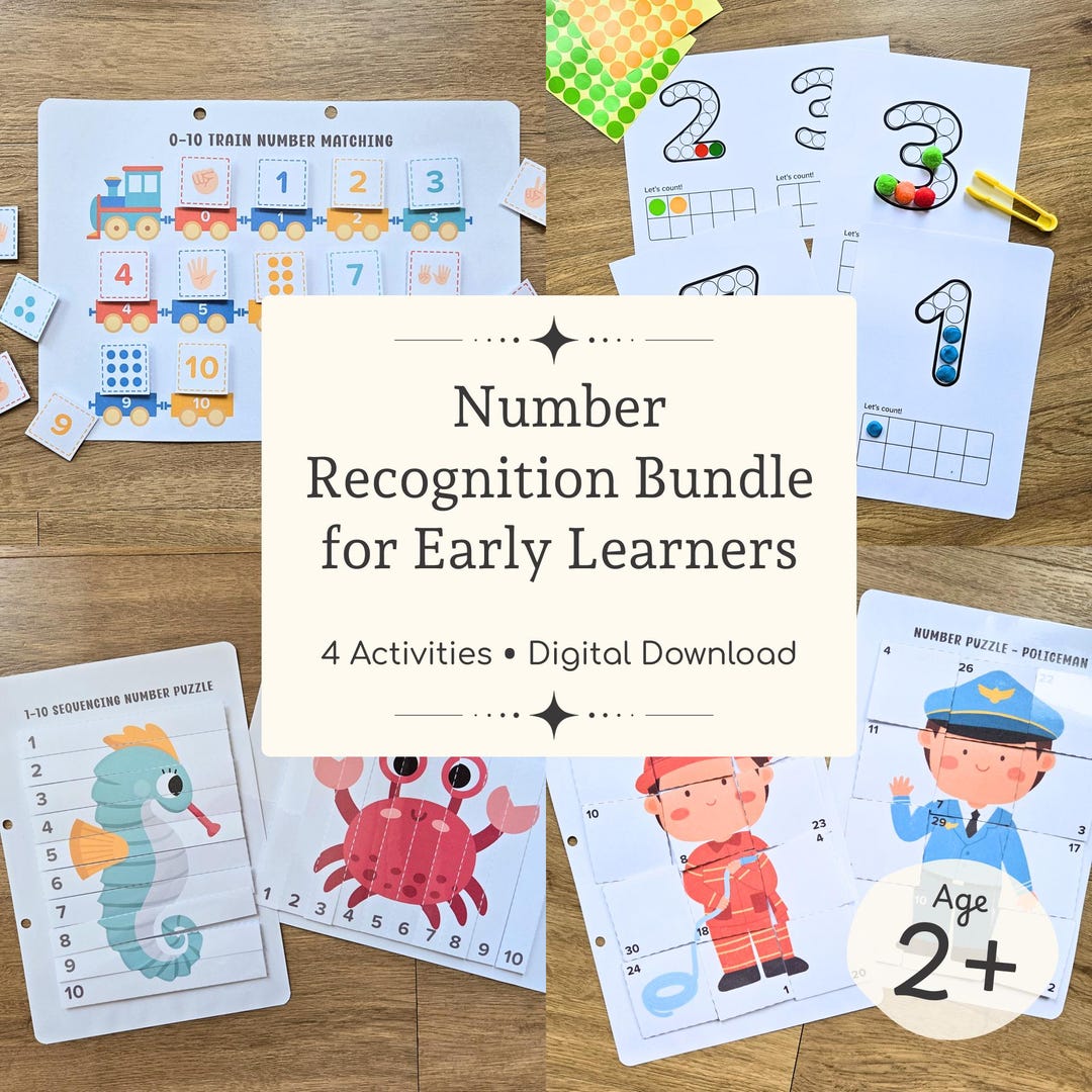 Number Recognition Activity Bundle: Preschool Learning Worksheets (PDF ...