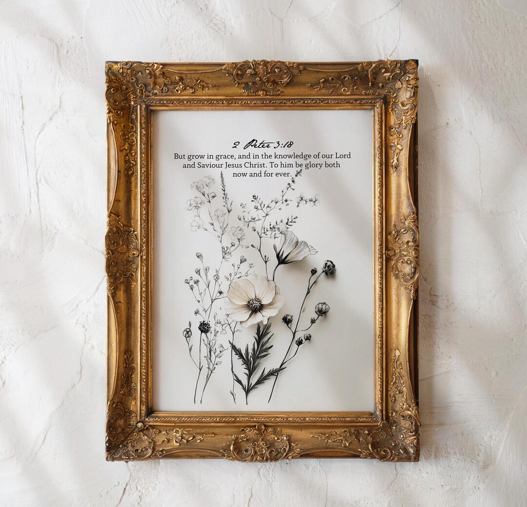 2 Peter 3:18 | Grow in Grace | Bible Verse Printable | Room Print Decor ...