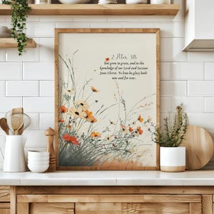 2 Peter 3:18 Bible Verse Printable Room Print Decor Wall Art Christian ...