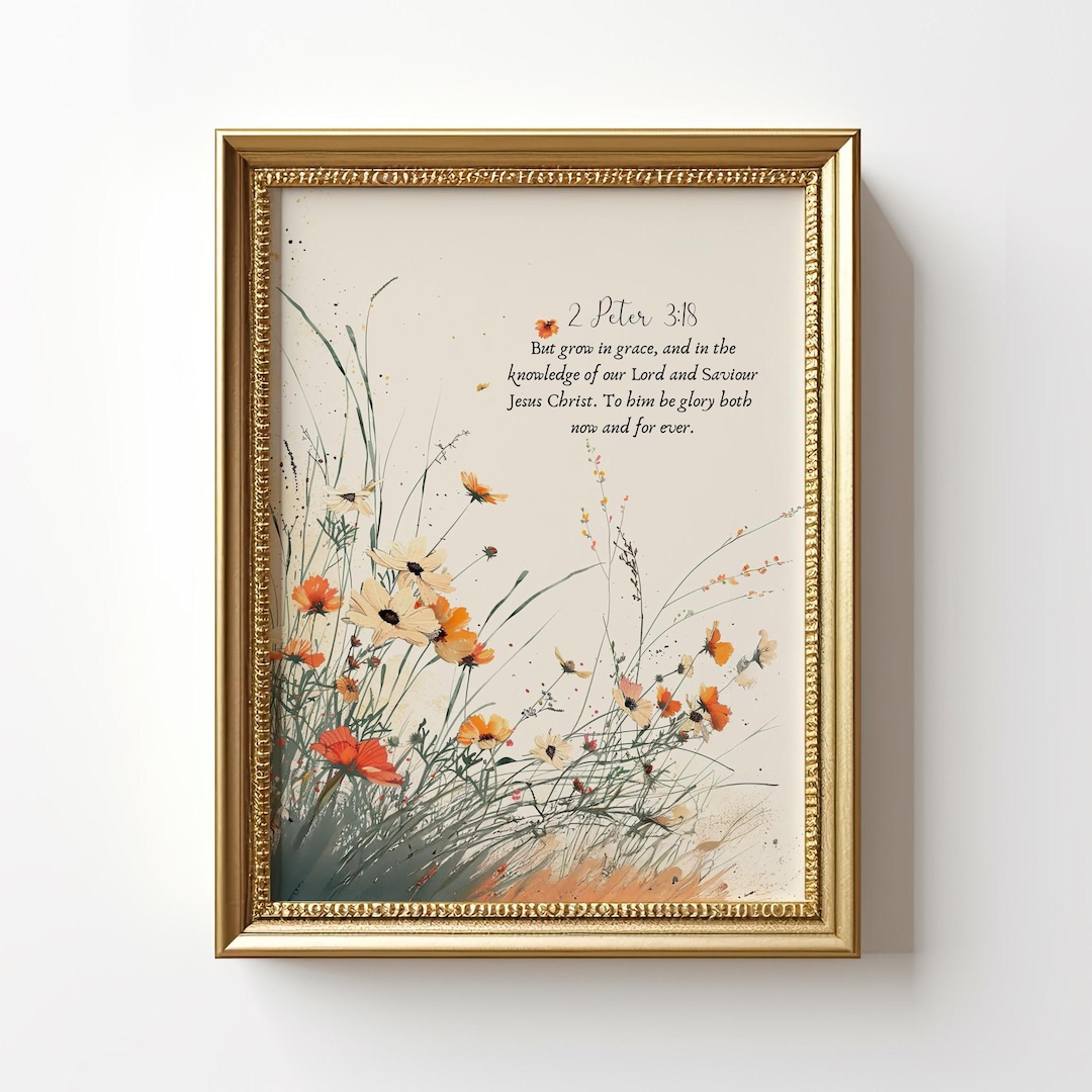 2 Peter 3:18 Bible Verse Art Print | Christian Wall Decor (digital ...
