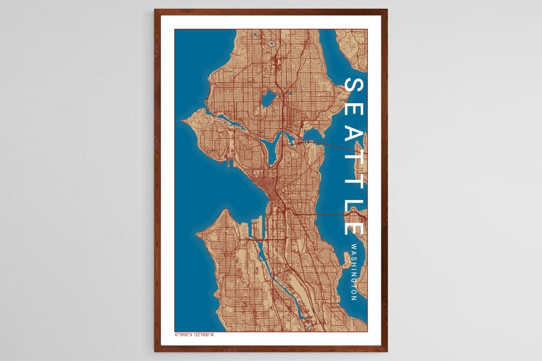Seattle Map Art for Home Decor Modern, Minimalist, Colorful Options ...