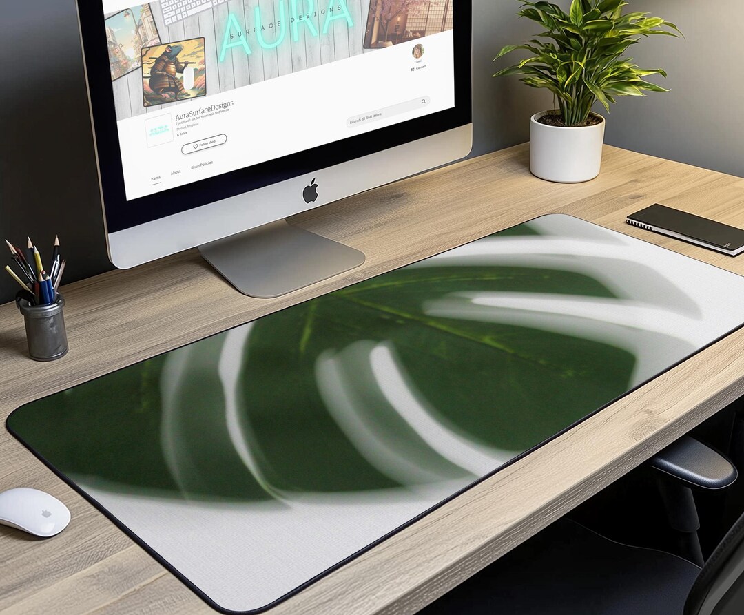 Monstera Leaf Desk Mat: XL Mouse Pad Green Tropical Desk Accessory - Etsy