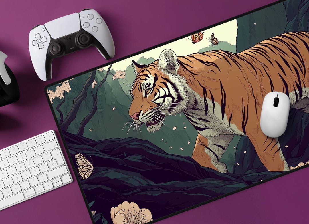 Ukiyo-e Tiger Desk Mat: Large Japanese Forest Animal Mousepad - Etsy