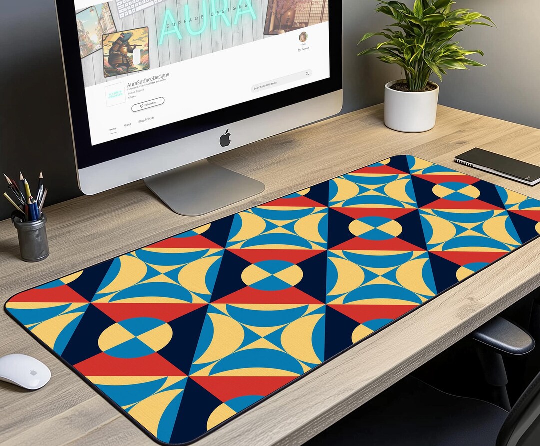 Geometric Desk Mat: Vibrant Modern XL Mouse Pad - Etsy