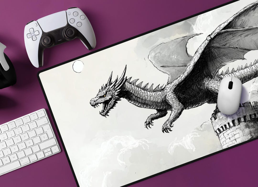 Dragon Art Desk Mat | Medieval Fantasy Design Playmat | Medeival ...