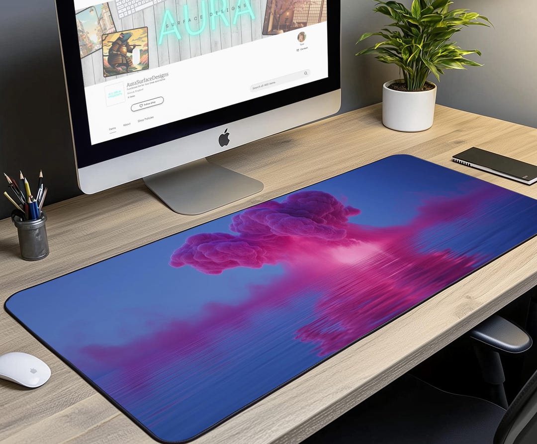 Vibrant Pink Cloud Desk Mat | Mouse Pad | Trendy Desk | XL Mouse Matt ...