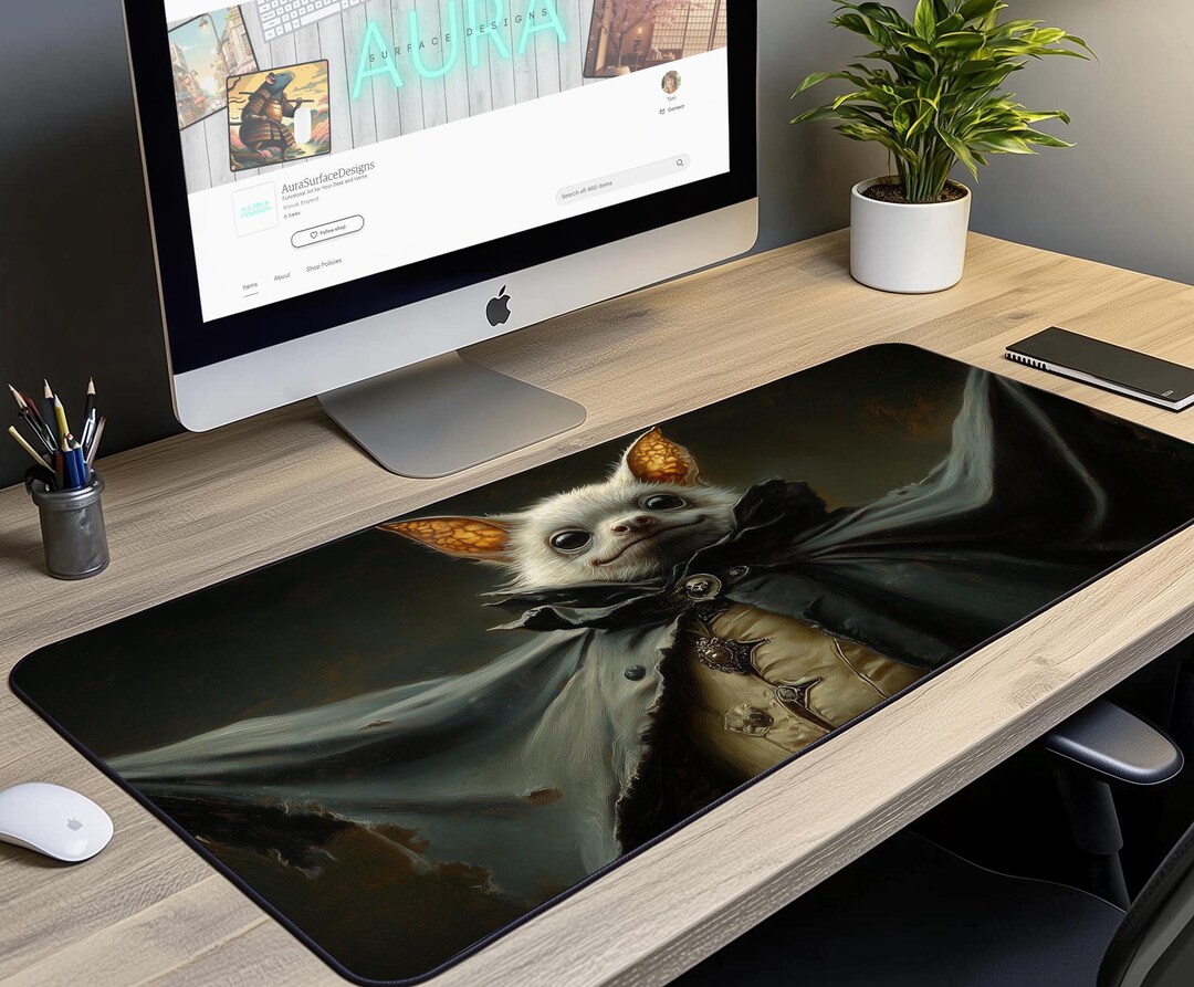 Victorian Vampire Bat Desk Mat | Gothic Bat Vintage Design | Spooky ...