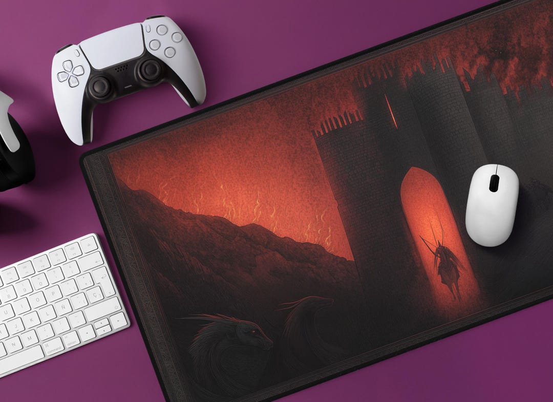 Medieval Castle Mouse Pad: Fantasy Red Flames Gothic Gaming Desk Mat - Etsy