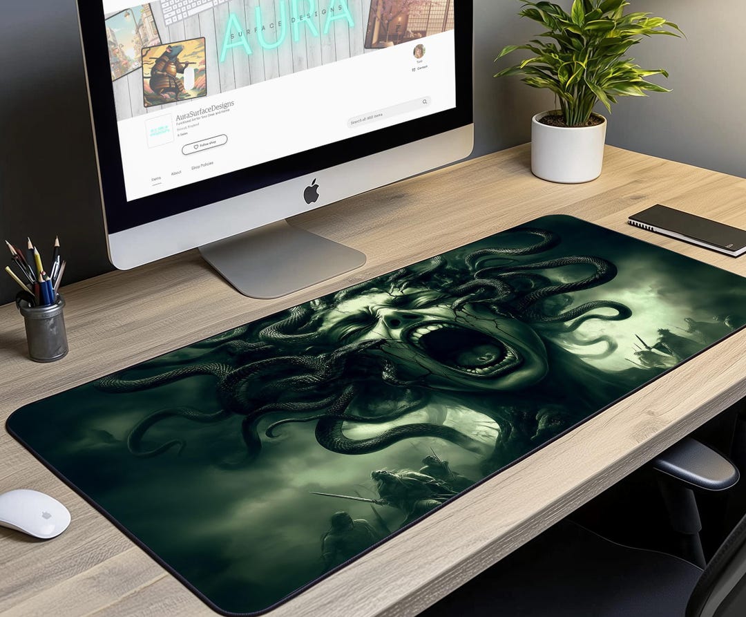 Medusa Desk Mat | Gothic Fantasy Desk Pad | Dark Mythology Gift | XL ...