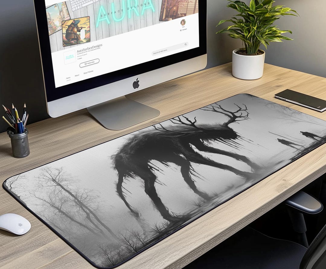 Mysterious Creature Desk Mat: Eerie Fantasy Art XL Mouse Pad - Etsy