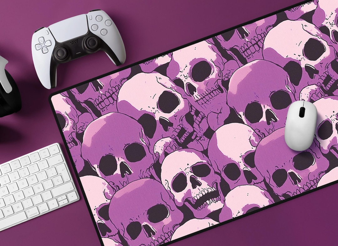 Purple Skull Desk Mat | Macabre Decor for Cubicle | Skeleton Art | Dark ...