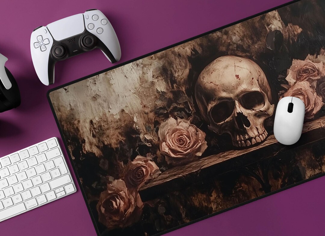 Skull and Rose Desk Mat: Gothic Macabre Decor - Etsy