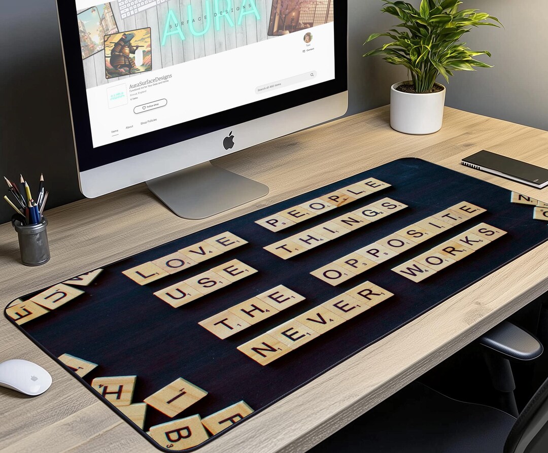 Love People Use Things Desk Mat | Minimalist Home Office Decor ...