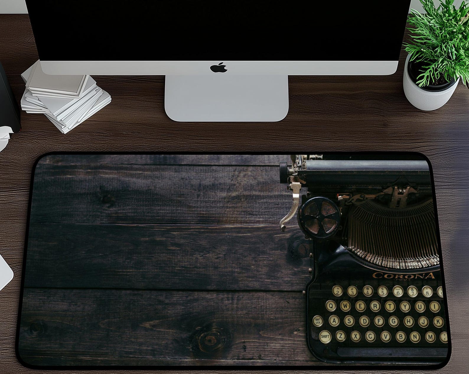 Vintage Typewriter Desk Mat | XL Mouse Pad for Home Office | Rustic ...