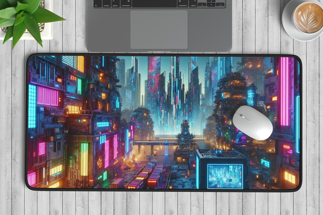 Dystopian Cyberpunk Desk Mat XL Mouse Matt for Home and Office ...