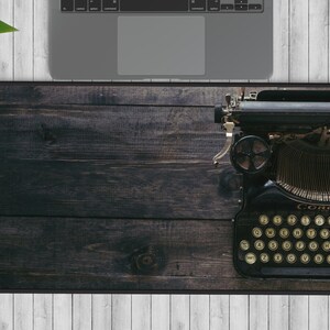 Vintage Typewriter Desk Mat | XL Mouse Pad for Home Office | Rustic ...