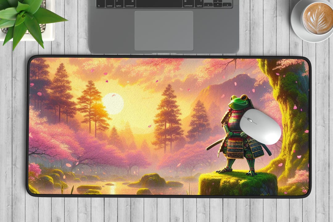 Samurai Japanese Desk Mat XXL, Katana Frog Print, Zen Art Anime Mouse ...