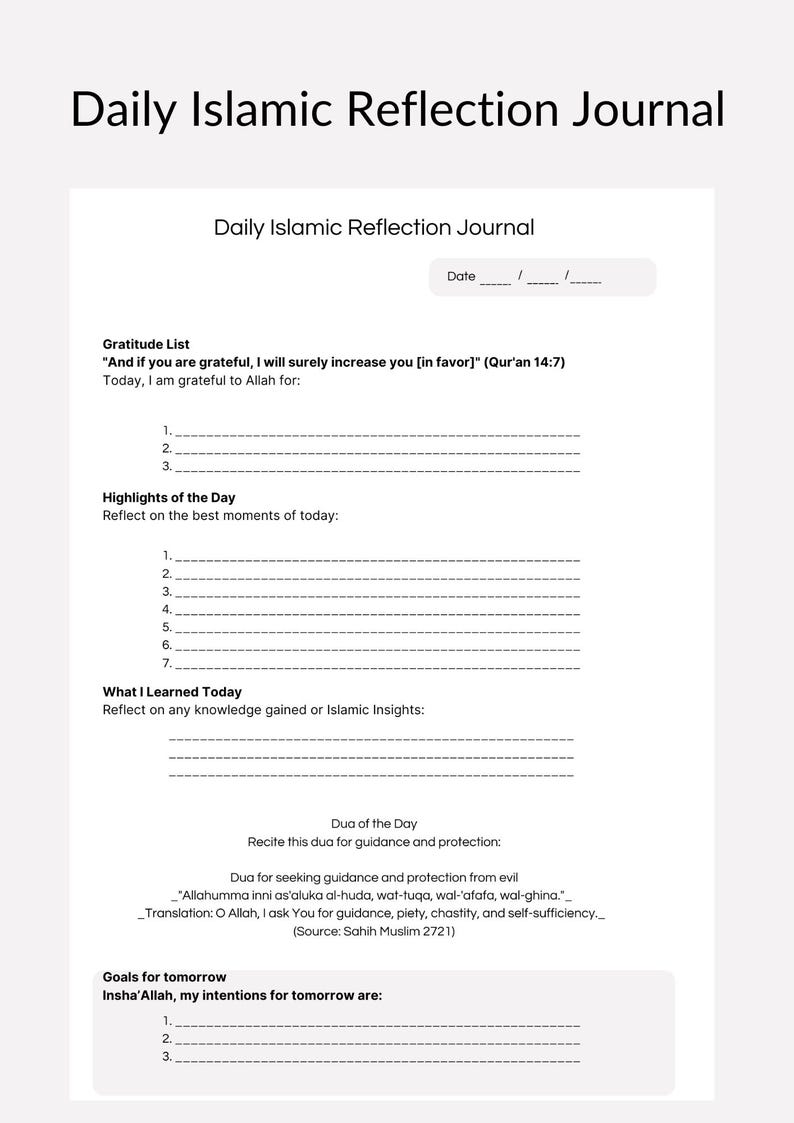 Daily Islamic Journal - Digital Reflection and Motivational Self ...