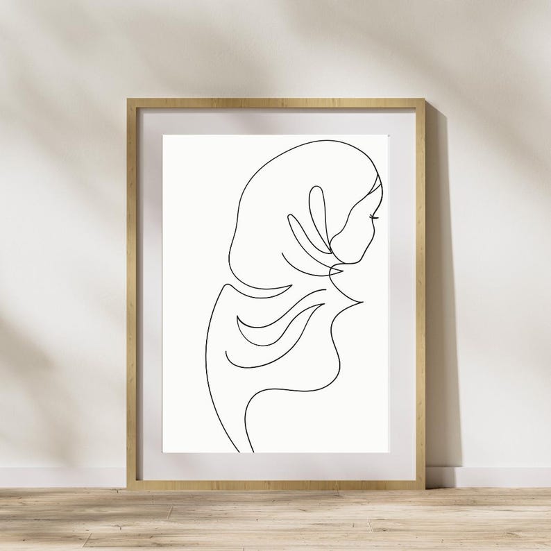 Contemporary Hijabi Woman Line Art - Printable Muslim Home Wall Decor ...