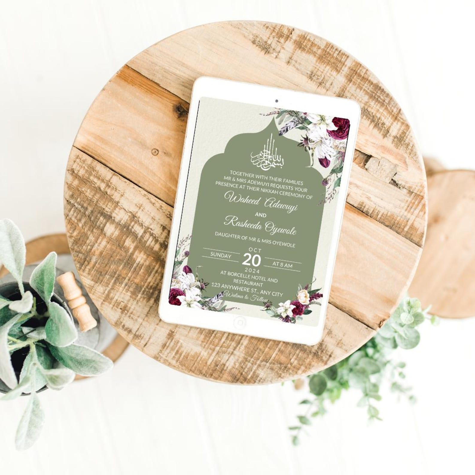 Custom Muslim Wedding Invitation, Digital Nikah Template, Printable ...