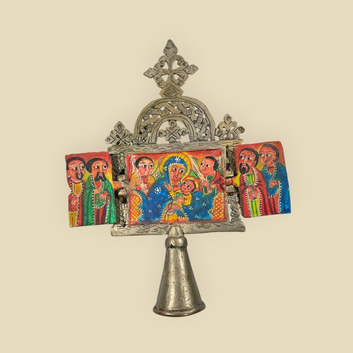 Small Old Ethiopian Orthodox Metal Triptych Icon – Virgin Mary and ...