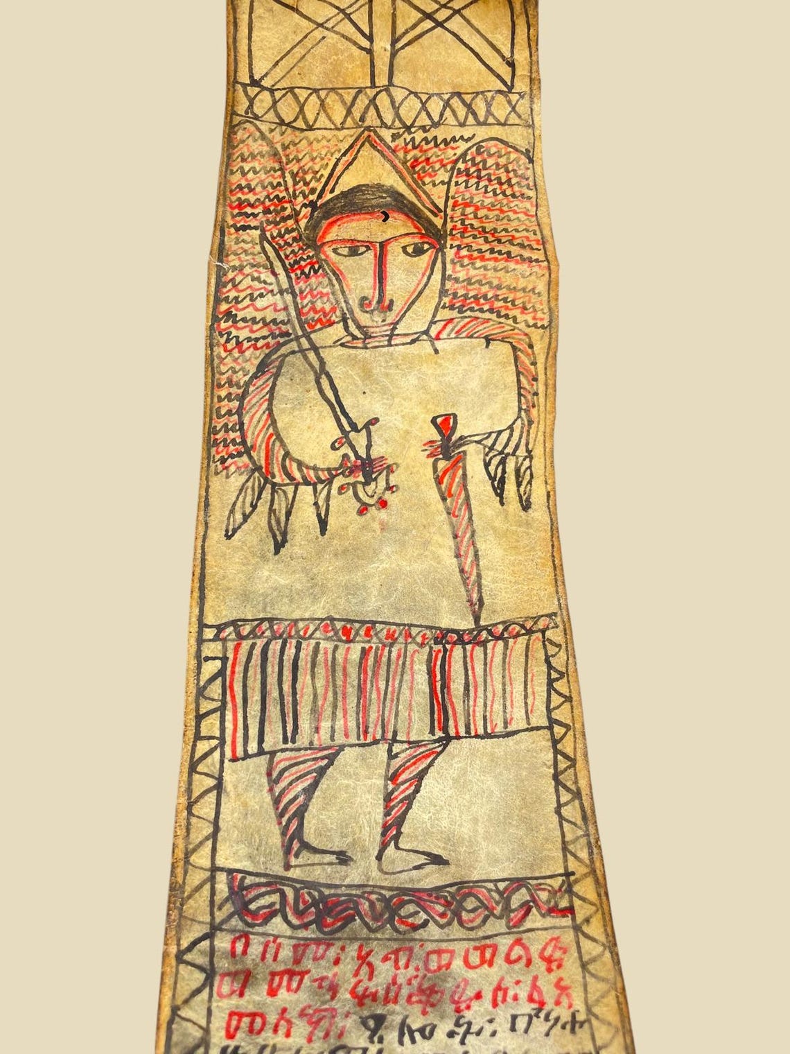 Old Handmade Ethiopian Orthodox Christian Goat Skin Prayer Scroll ...