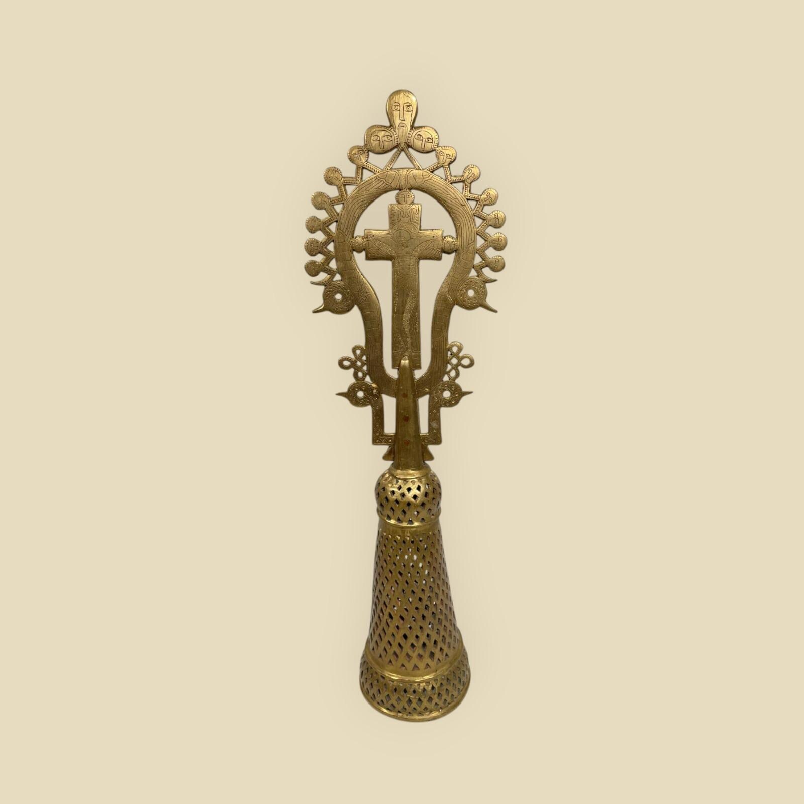 Large Ethiopian Orthodox Lalibela Standing Cross – Handmade Brass Altar ...