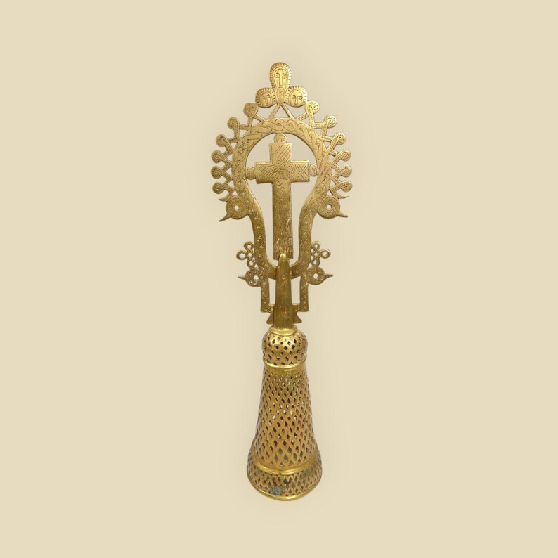 Large Ethiopian Orthodox Lalibela Standing Cross – Handmade Brass Altar ...