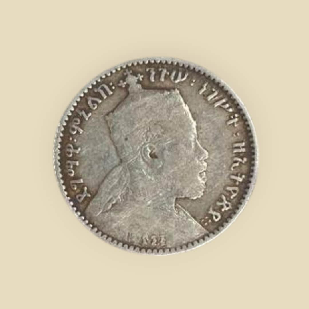 Rare Ethiopian 1 Gersh Silver Coin – Emperor Menelik II Era, 1901, Lion ...