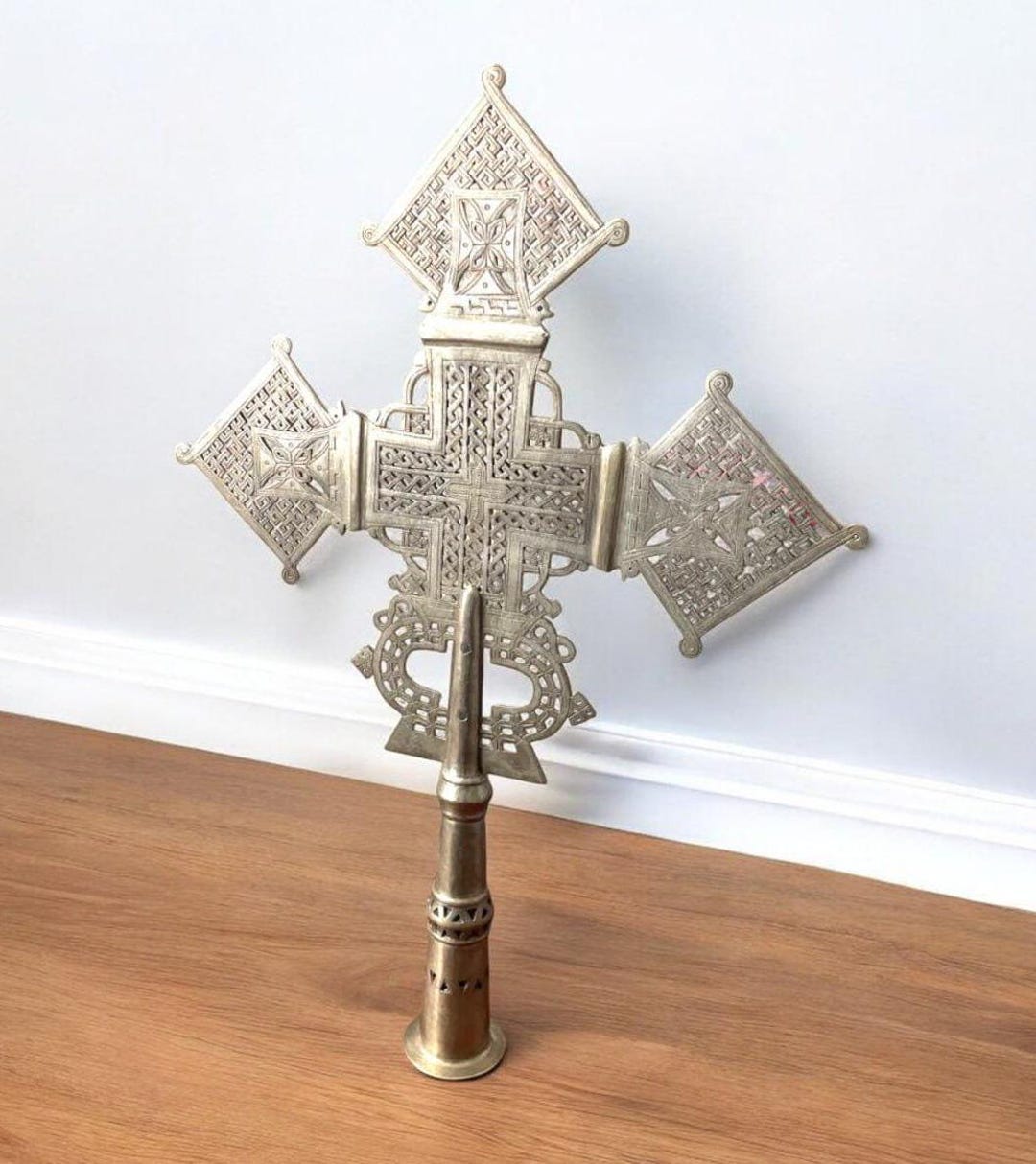 Large Antique Ethiopian Orthodox Self-standing Processional Cross ...