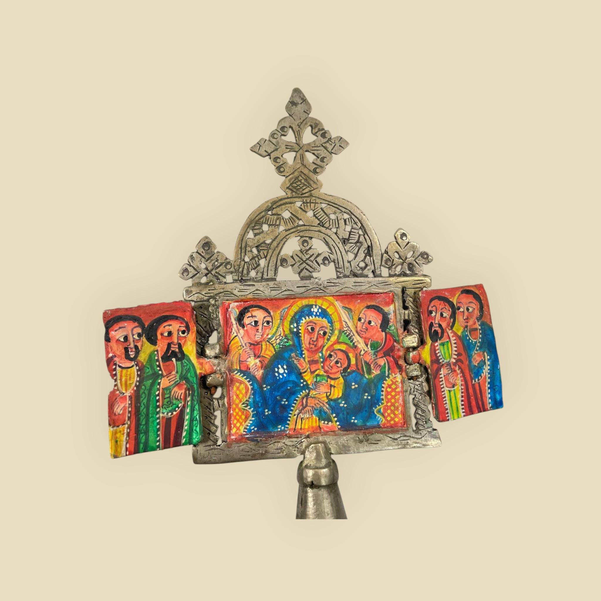 Small Old Ethiopian Orthodox Metal Triptych Icon – Virgin Mary and ...
