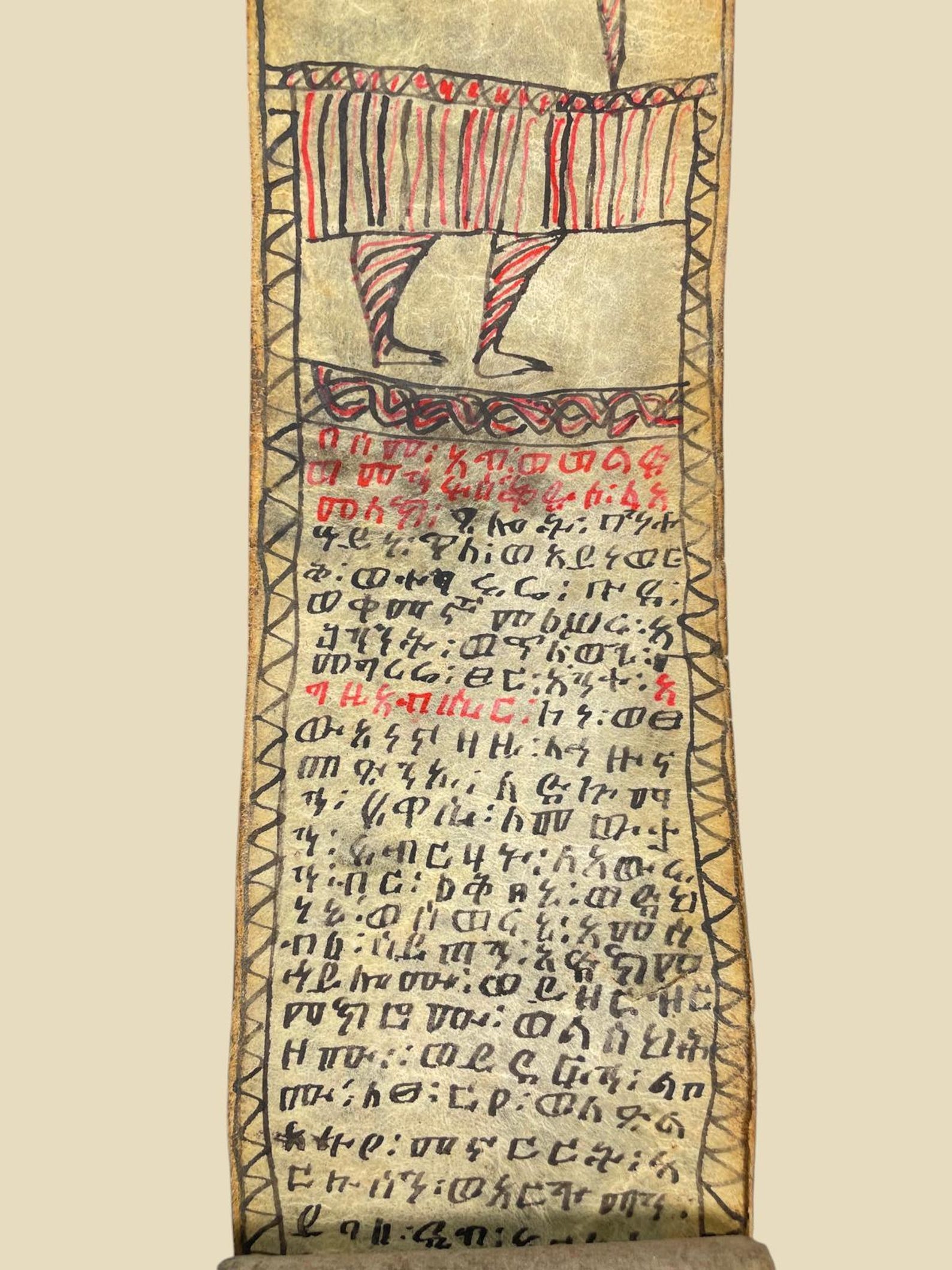 Old Handmade Ethiopian Orthodox Christian Goat Skin Prayer Scroll ...