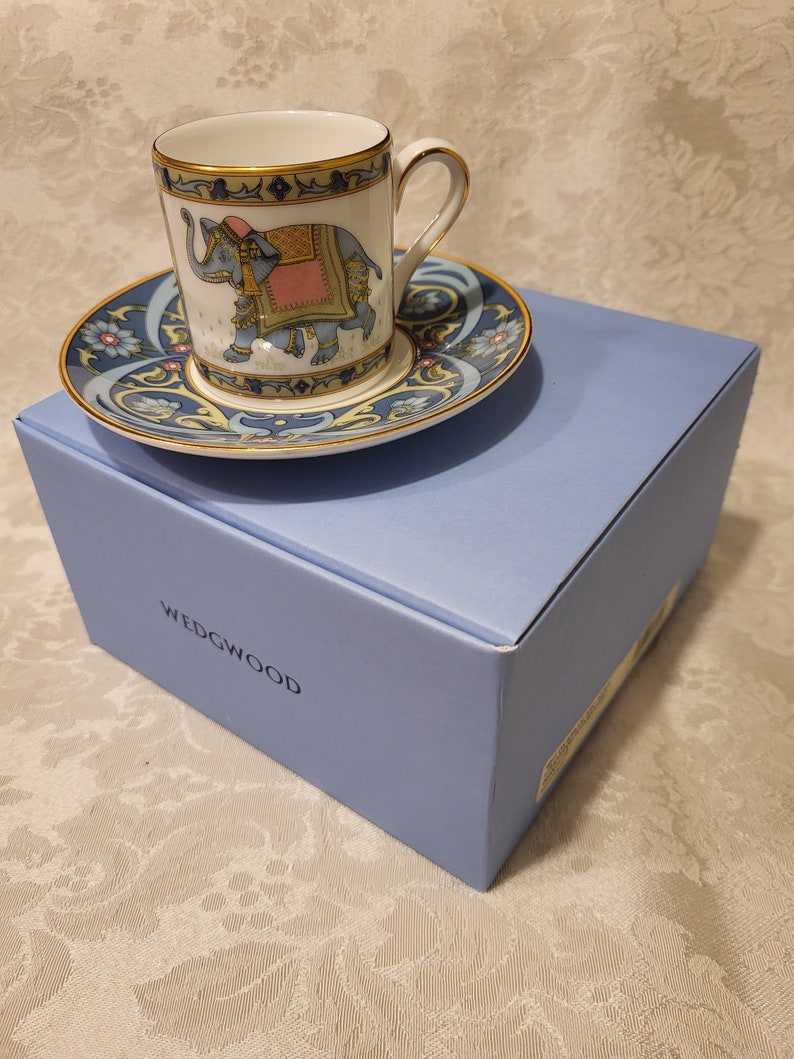 Wedgewood Cup and Saucer Blue Elephant Bone China Demitasse Cup - Etsy