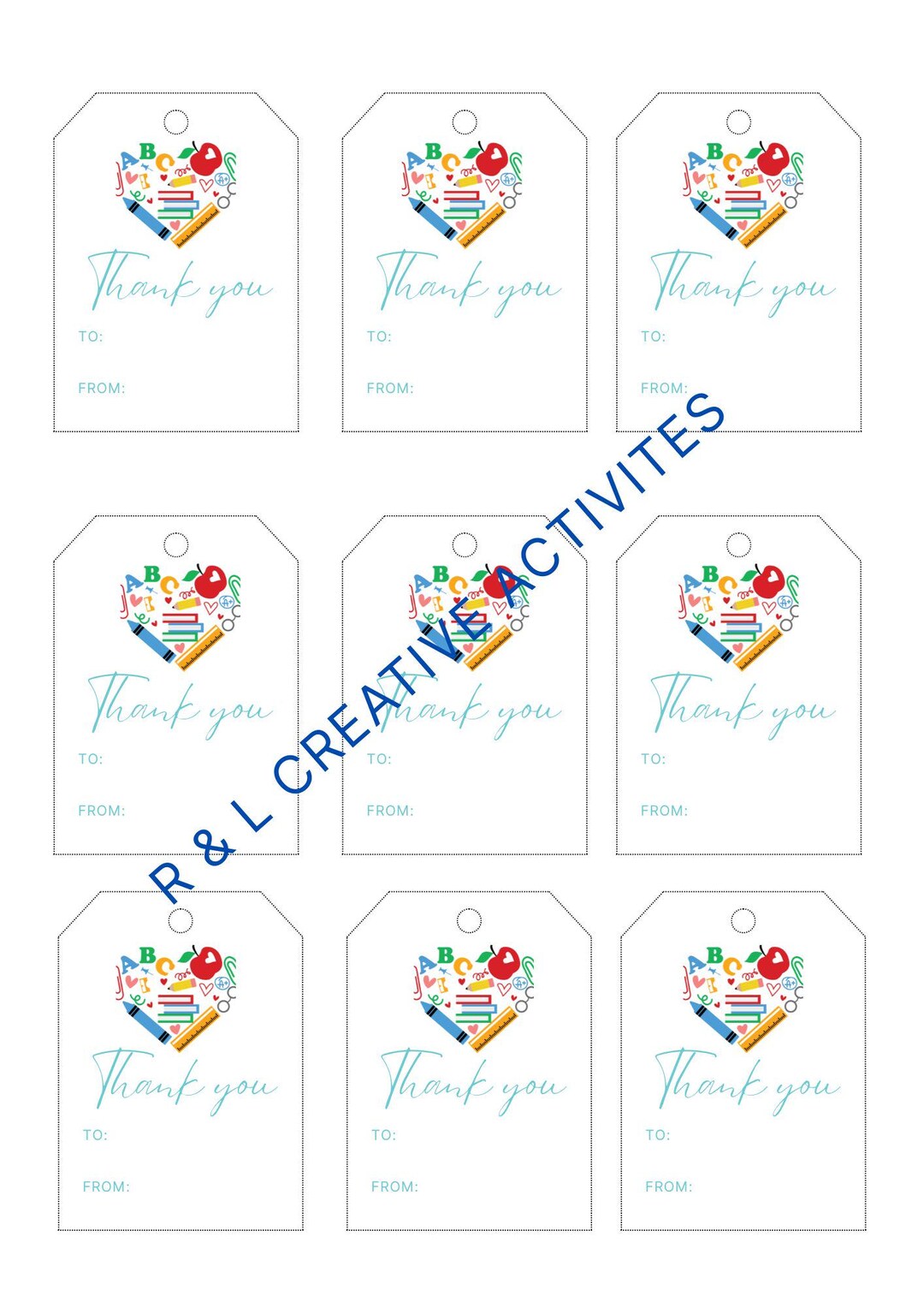 Printable Teacher Gift Tags – Heart Made of Books & Crayons - Etsy