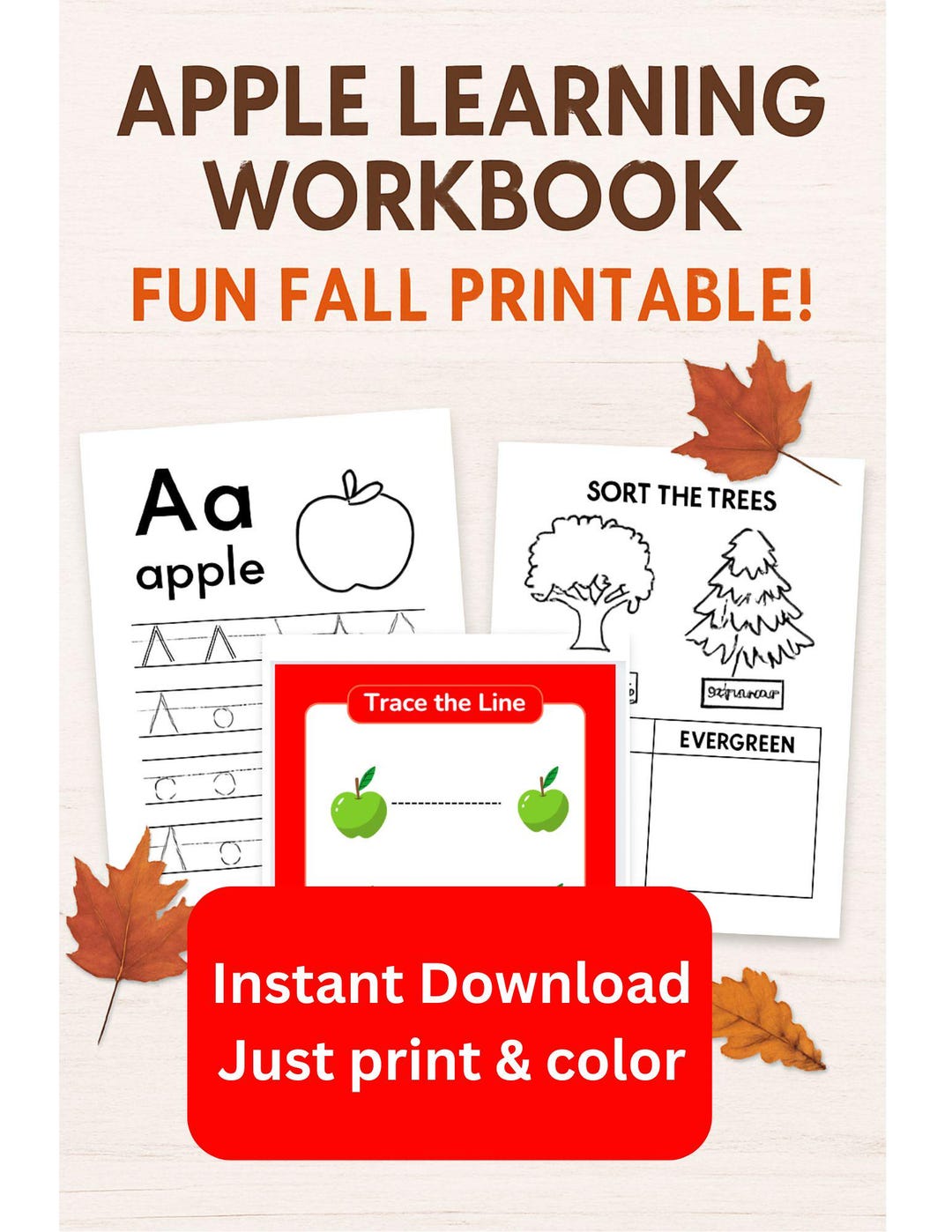 Apple Themed Printable Workbook - Etsy