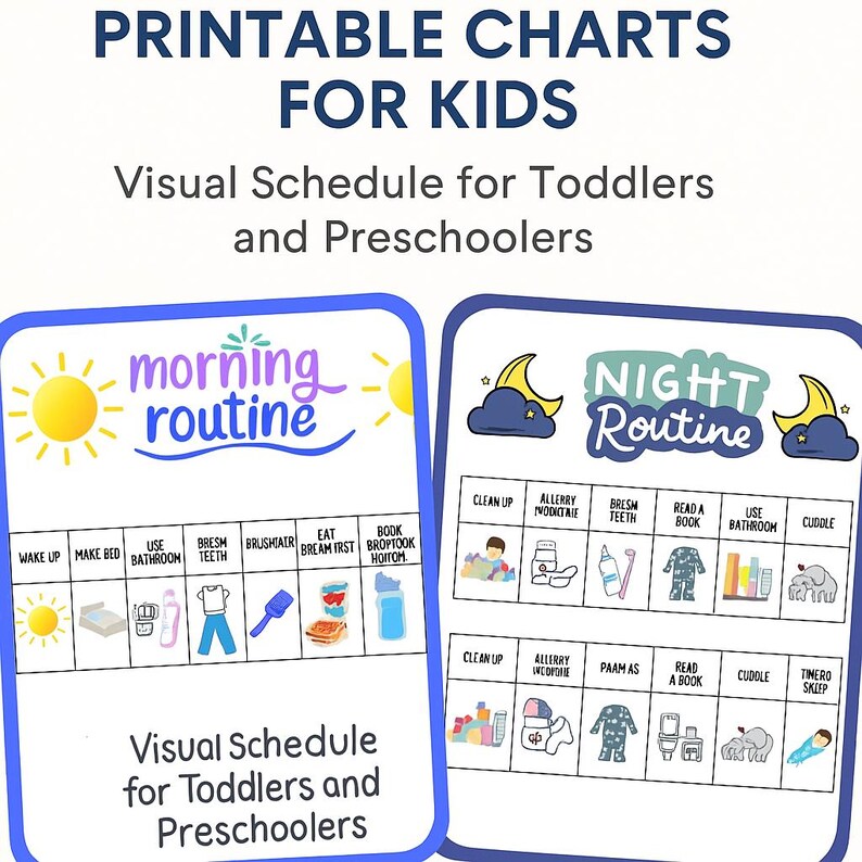 Morning & Night Routine Printable Charts for Kids - Etsy