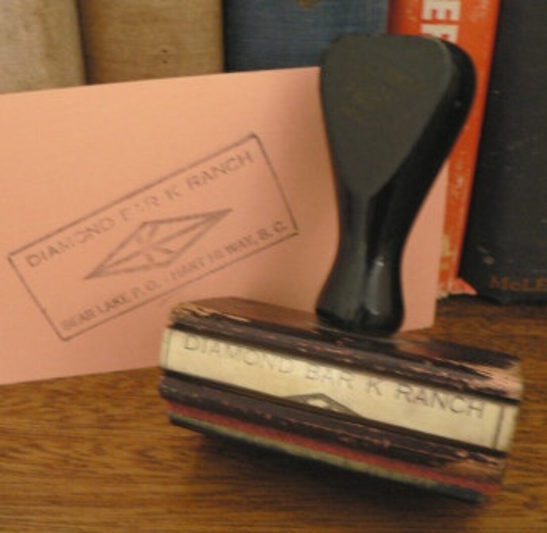 Vintage Office Funk ... Vintage Wood Stamp DIAMOND BAR K RANCH ... - Etsy