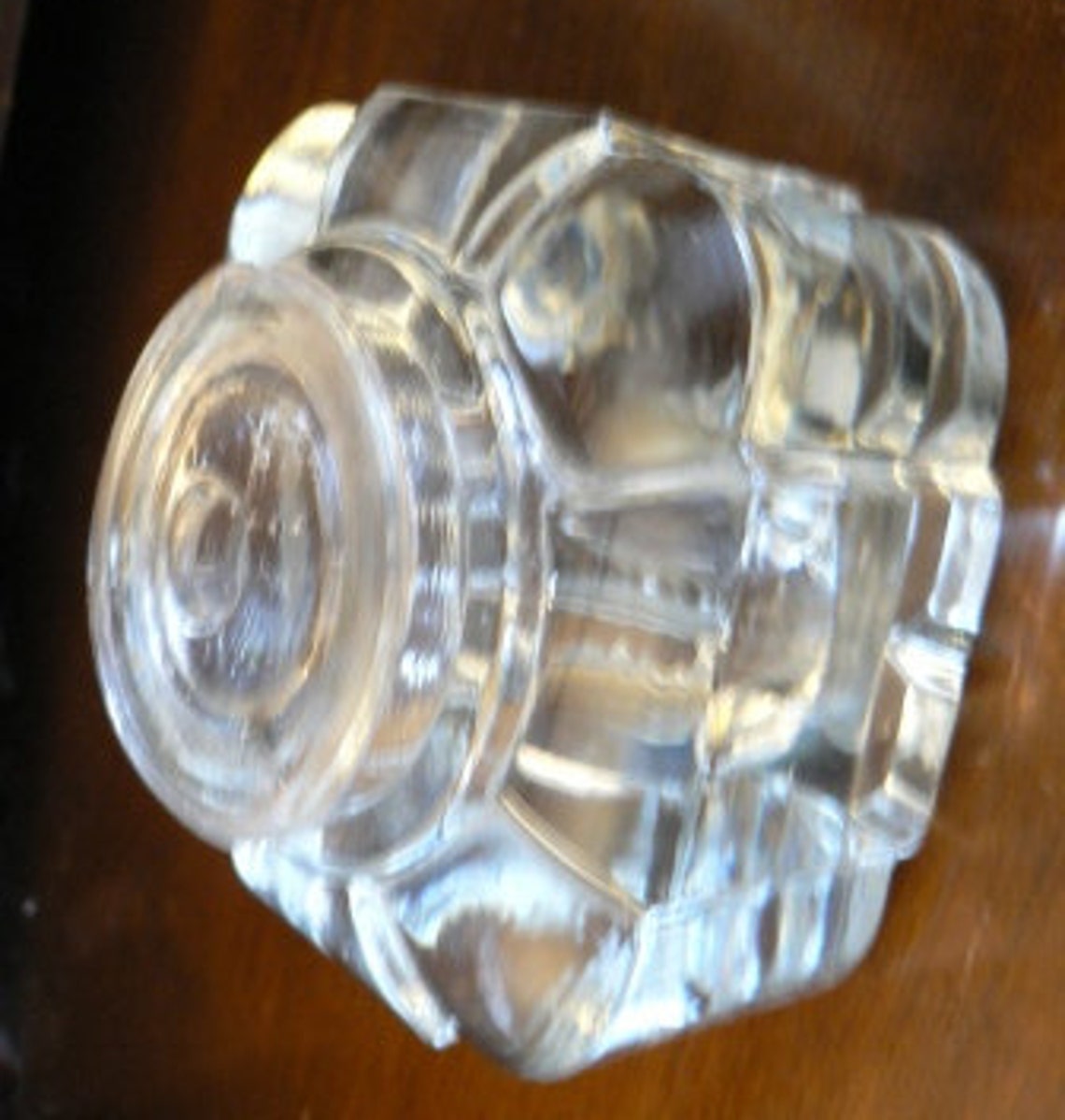 Vintage Office ... DECO Style Vintage Clear Glass INKWELL DESK Ink Jar ...