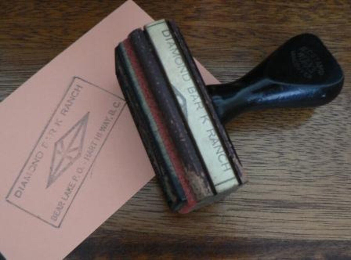 Vintage Office Funk ... Vintage Wood Stamp DIAMOND BAR K RANCH ... - Etsy