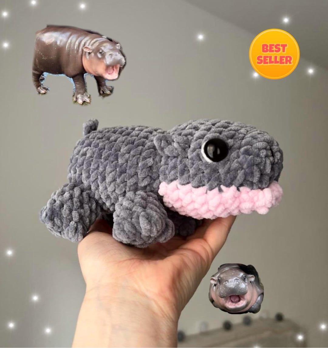 Moo Deng Baby Pygmy Crochet Amigurumi, Hippo Toy, Internet Trend Biting ...