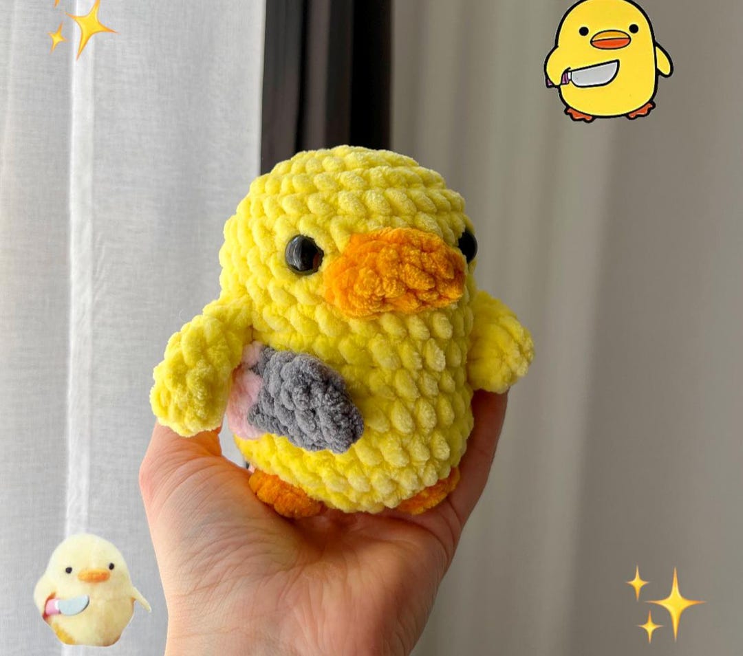 Duck With Knife Meme Amigurumi Crochet Handmade Plush Funny Popular ...