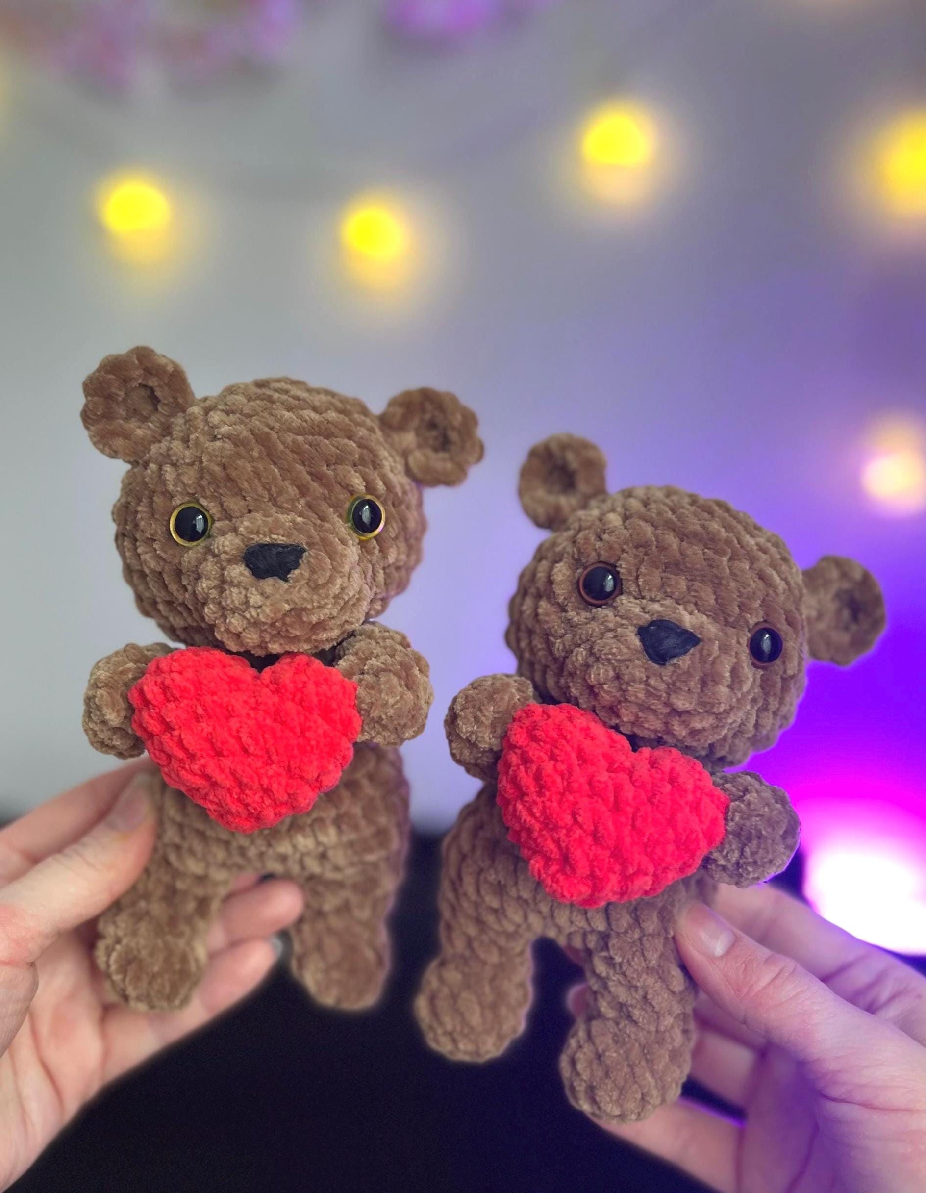 LOVE Bear Plushie – Crochet Teddy Bear With Heart – Handmade Stuffed ...