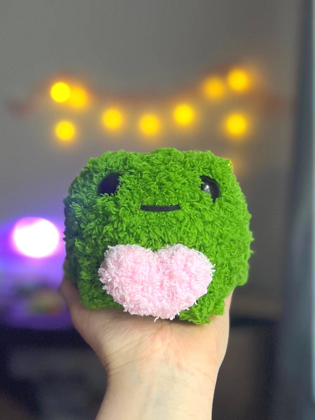 Chubby Frog Plushie Crochet Romantic Amigurumi - Handmade Stuffed ...